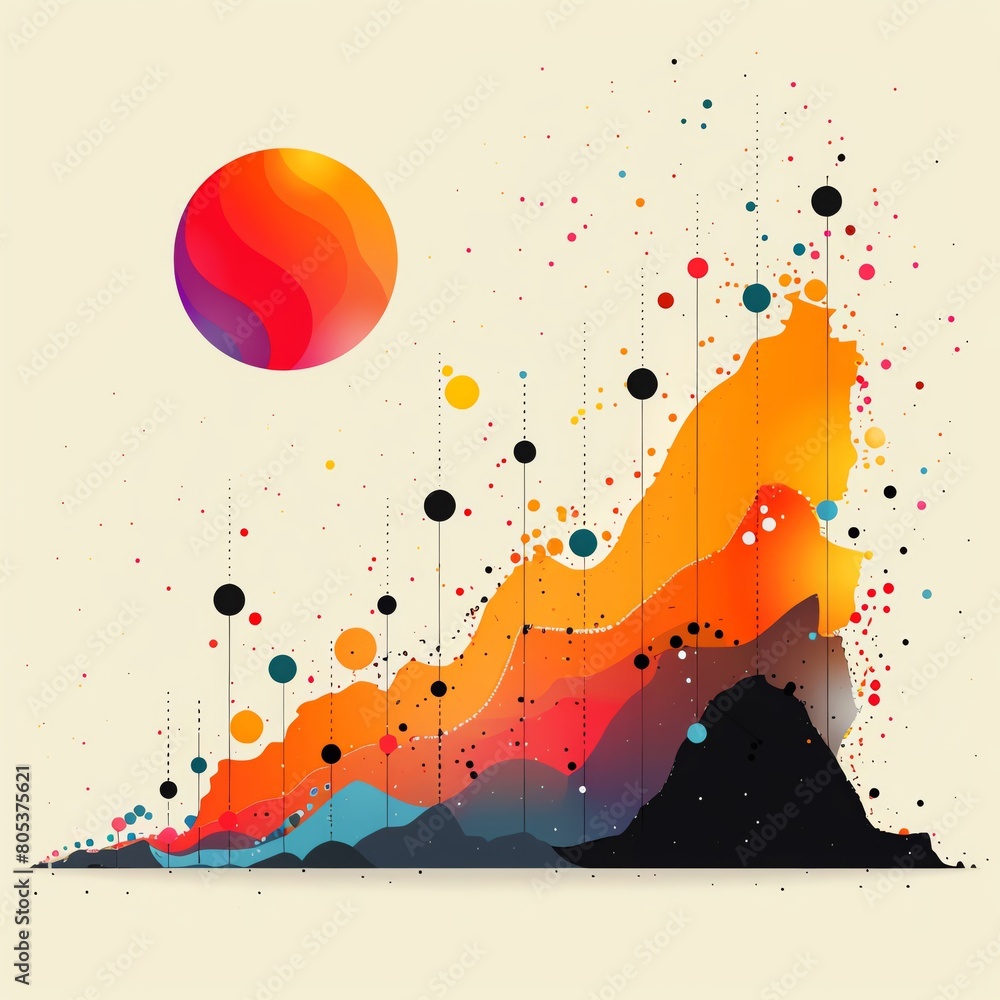Minimalist area chart showing economic growth over decades, with shaded ...