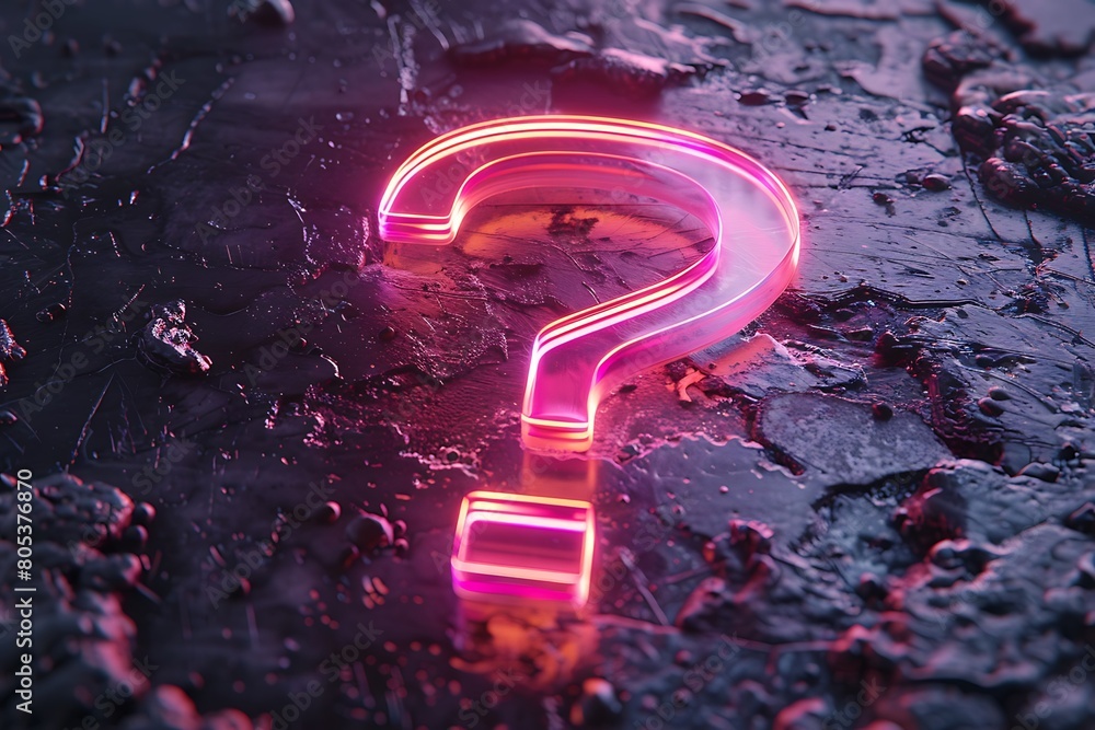 Neon Glowing Pink Question Mark on Black Background - High-Quality ...