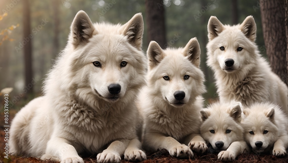 Heartwarming Moment of White Alpha Female Wolf and Her Pups, Wolf ...