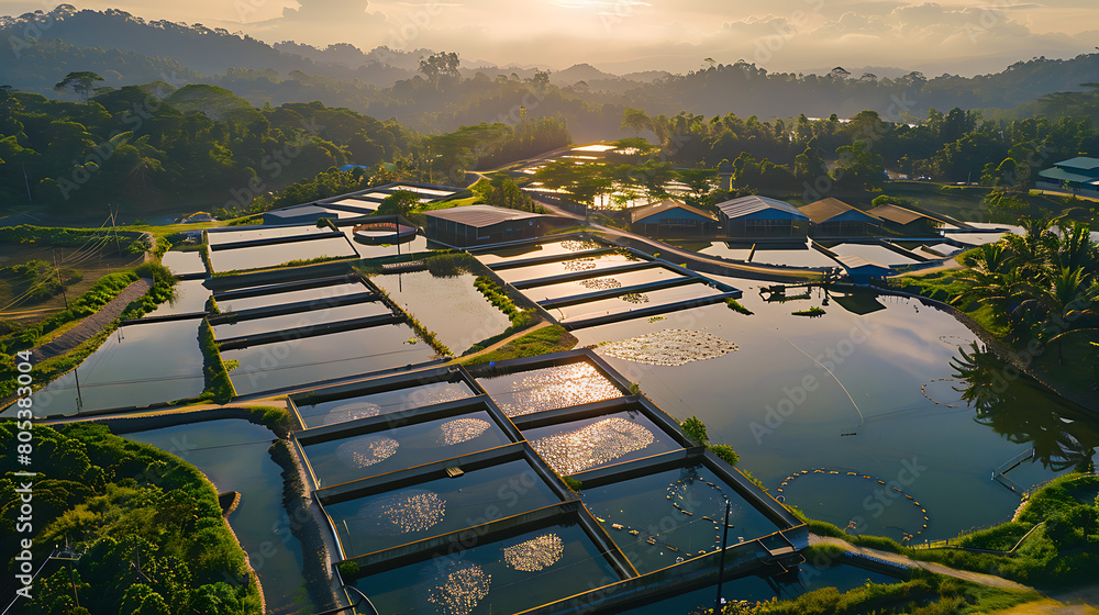 Modern aquaculture farms with rows of fish tanks sustainable fish ...