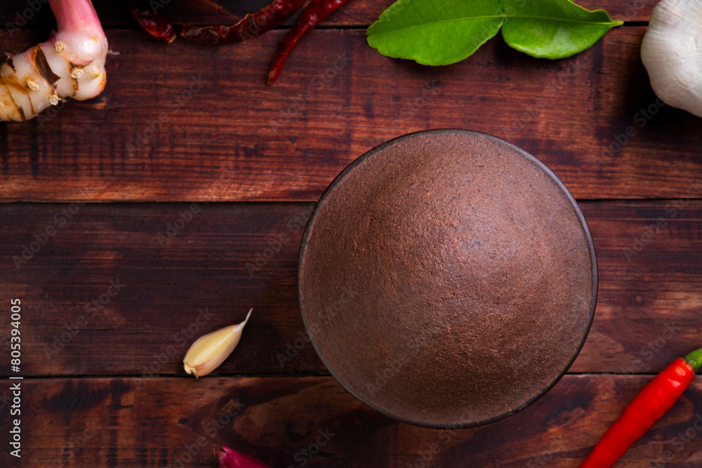 Shrimp Paste in glass bowl ,prawn sauce is a fermented condiment ...
