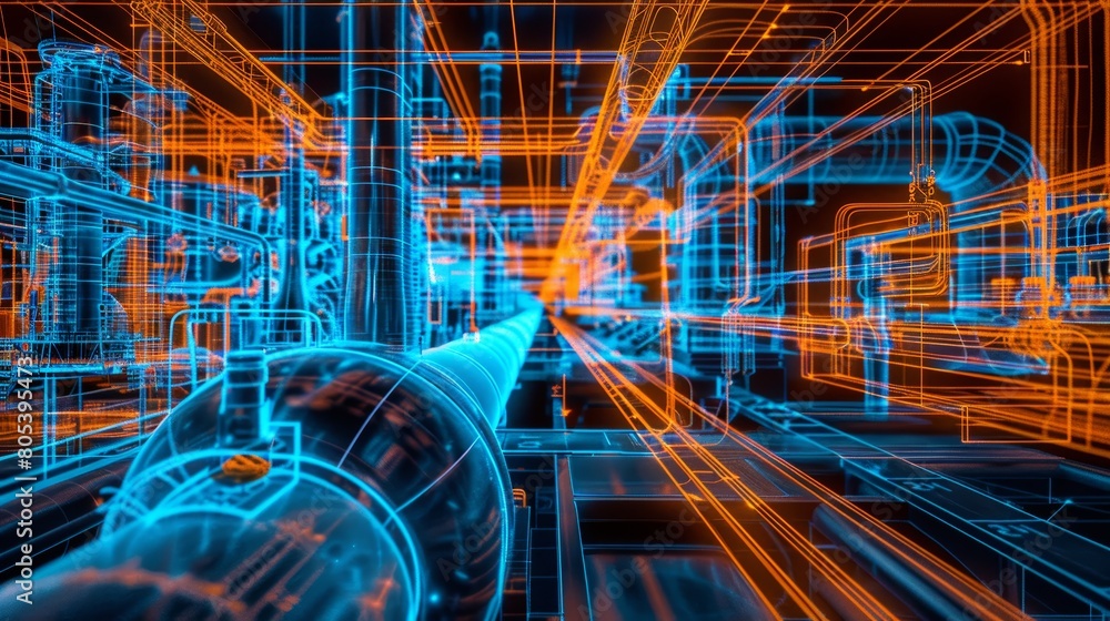 3D holographic projection of a complete industrial plant design ...