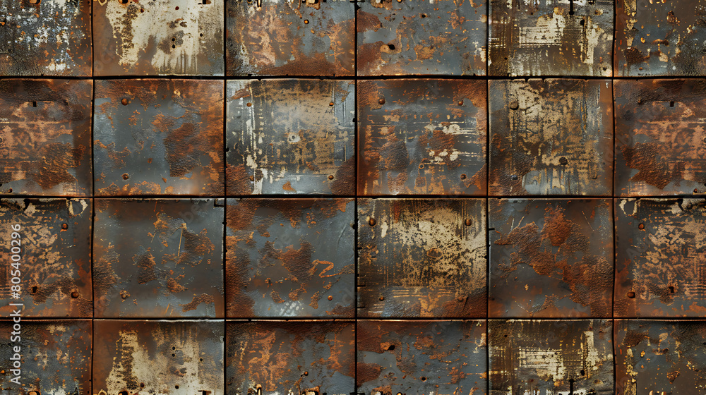 Metal texture, brown metal background, rust texture, metal tiles with ...