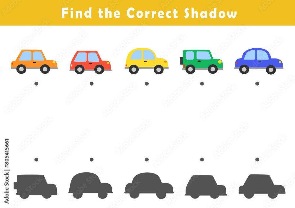 Shadow matching game for kids. Educational game for children. Find the ...