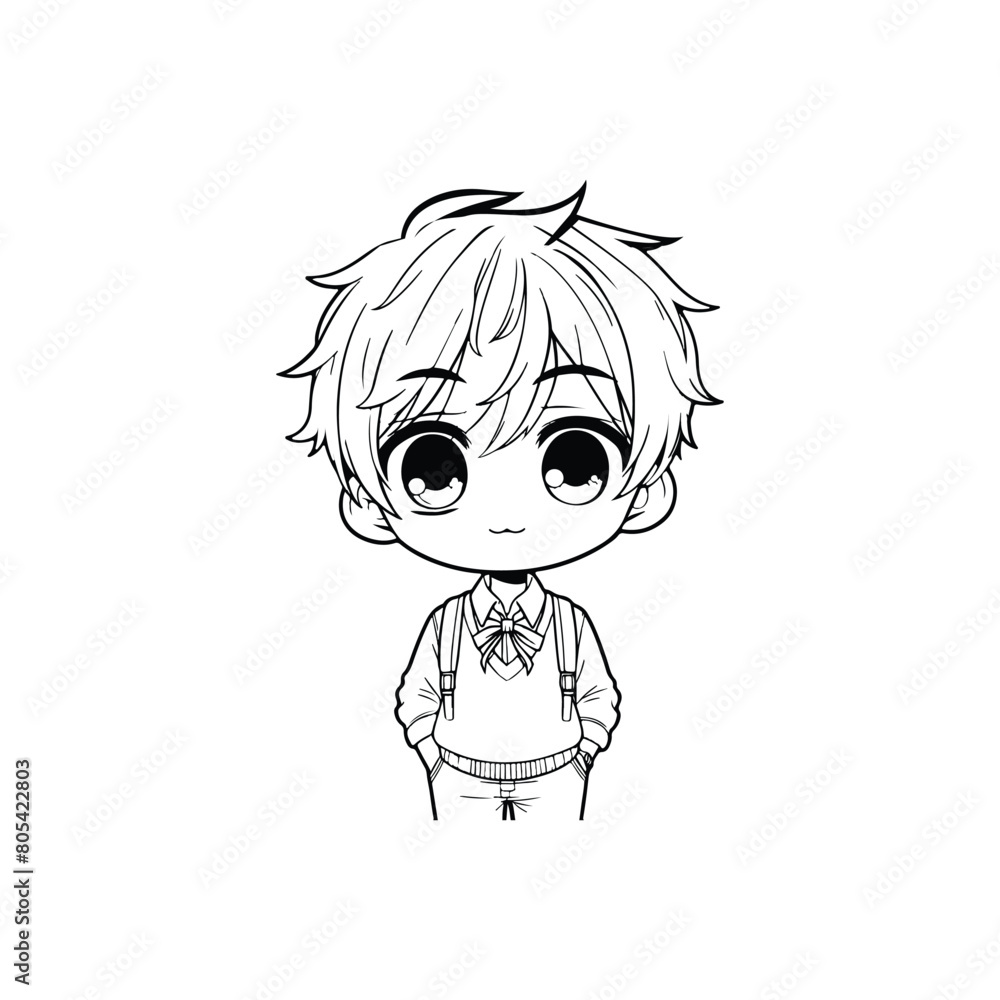 manga character anime boy hand drawn vector illustration,cute anime boy ...