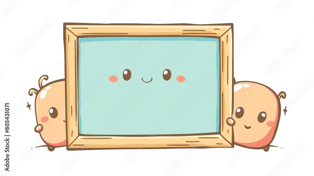 cute doodle frame with smiling kawaii face cute cartoonish page print ...