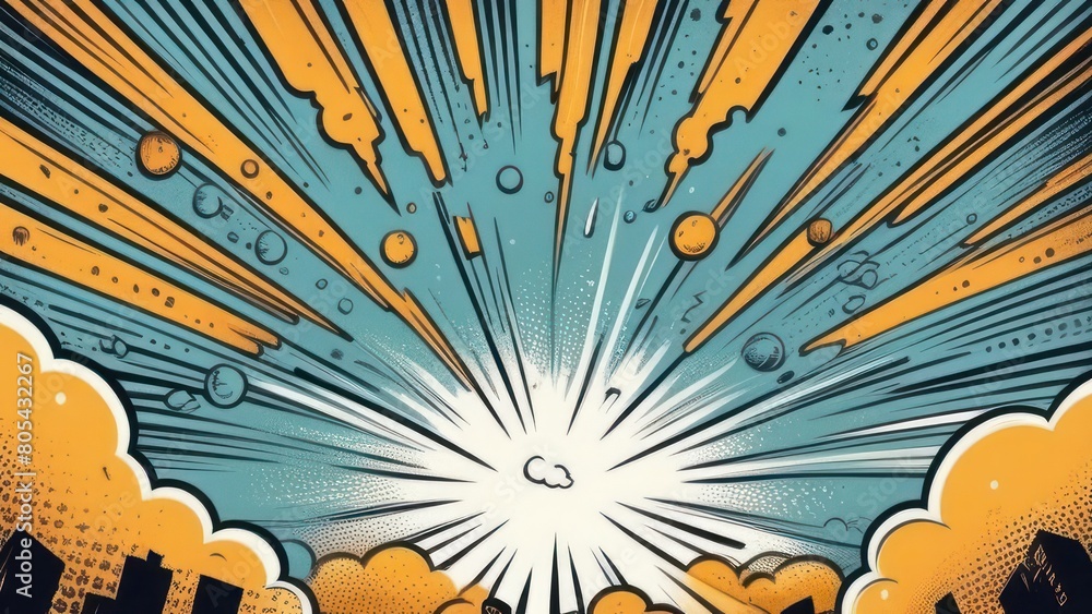 Dramatic comic-style illustration featuring a radiant explosion of ...
