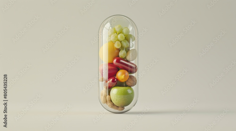 Nutritional supplement and vitamin supplements as a capsule with fruit ...