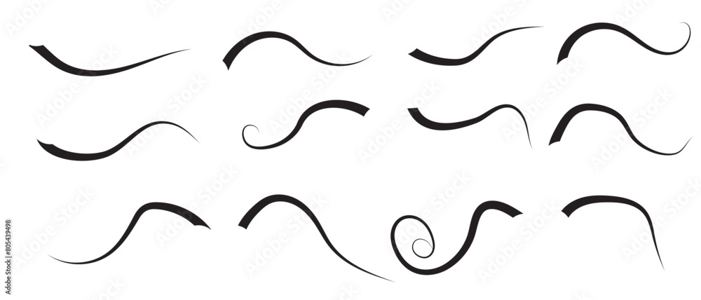 Swoop and swish black vector line on white background. Swoop and swish ...