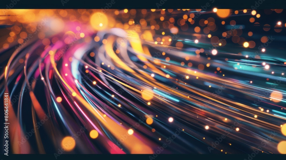 futuristic background. Fiber optic light lines, speed lines, data ...