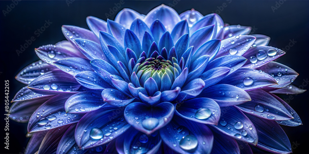 Striking image features a close-up view of a vivid blue chrysanthemum ...