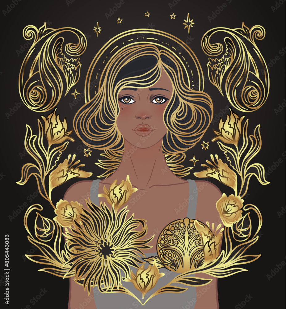 Retro fashion, glamour girl of twenties. African American woman. Vector ...