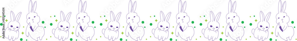 Cute rabbit line border on transparent background. Stock Vector | Adobe ...