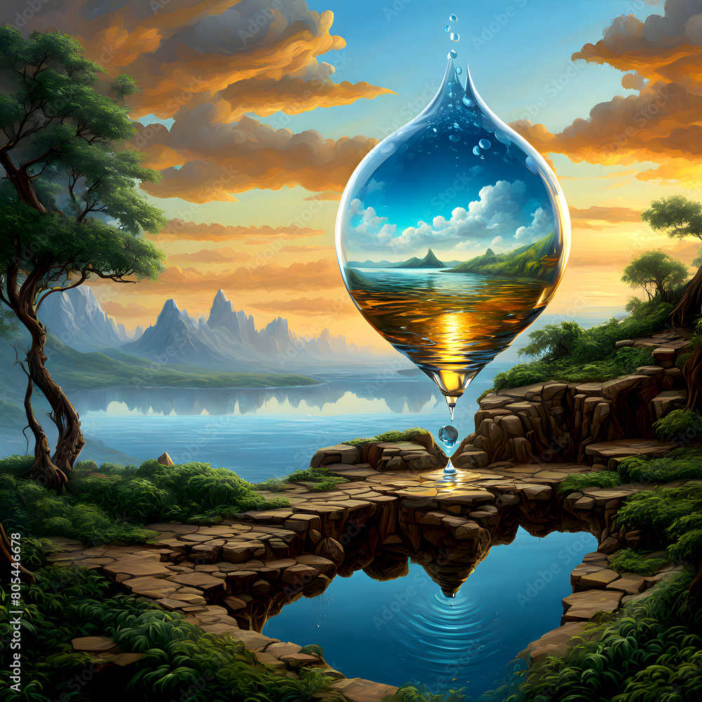 The concept image with the theme of water droplets in the background of ...