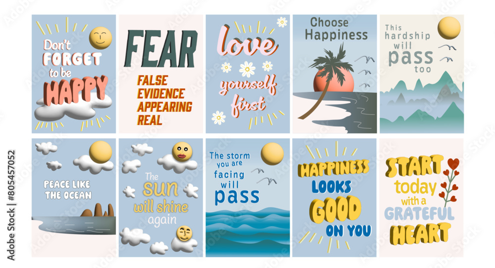 A4 Positive affirmation posters collection , positive affirmation cards ...