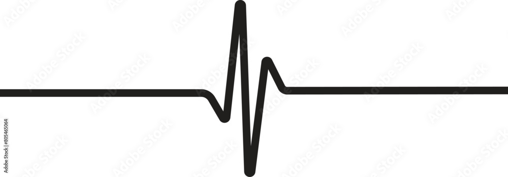 Black heartbeat single beat line icon. Emergency ekg monitoring. ECG ...