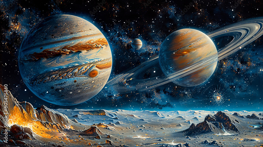 Viewed from a distance, the outer planets—Jupiter, Saturn, Uranus, and ...