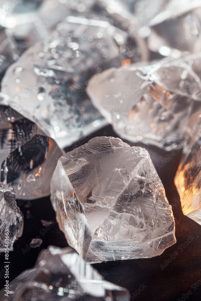 Close-up Raw uncut diamonds, background with lots of gemstones, minimal ...