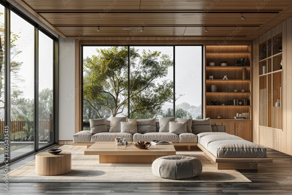 Modern interior Japandi style combines Scandinavian minimalism with ...