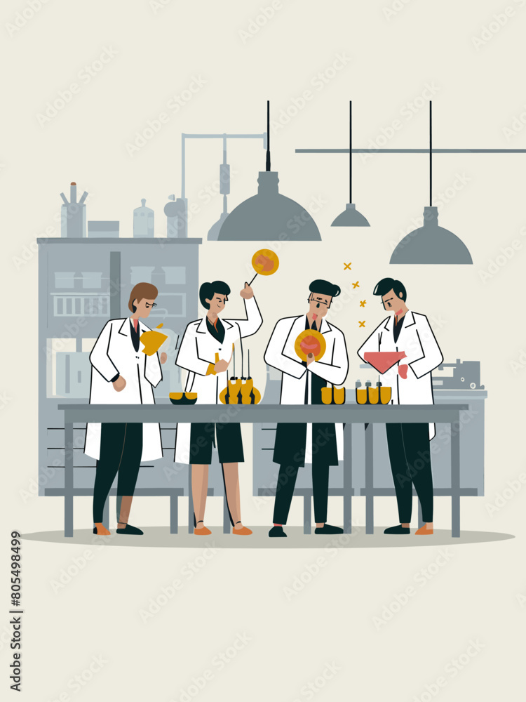 Graphic Representation of a Team of Food Scientists Experimenting With ... Graphic Representation of a Team of Food Scientists Experimenting With ...