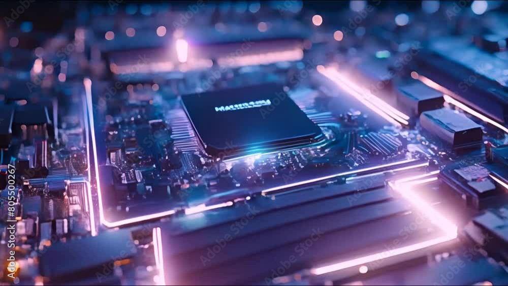 Concept animation shows the process of turning on the CPU in the ...