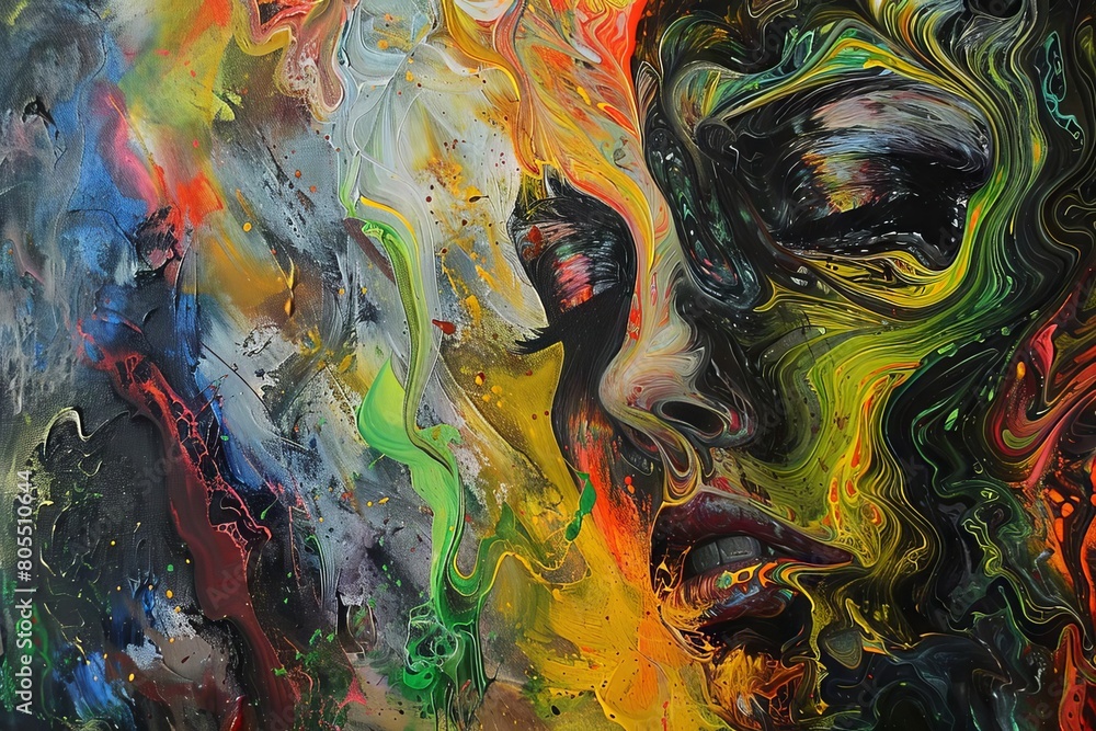 inner turmoil surreal portrait depicting emotional conflict abstract ...