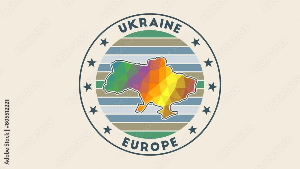 Ukraine intro video. Badge with the circular name and map of the ...