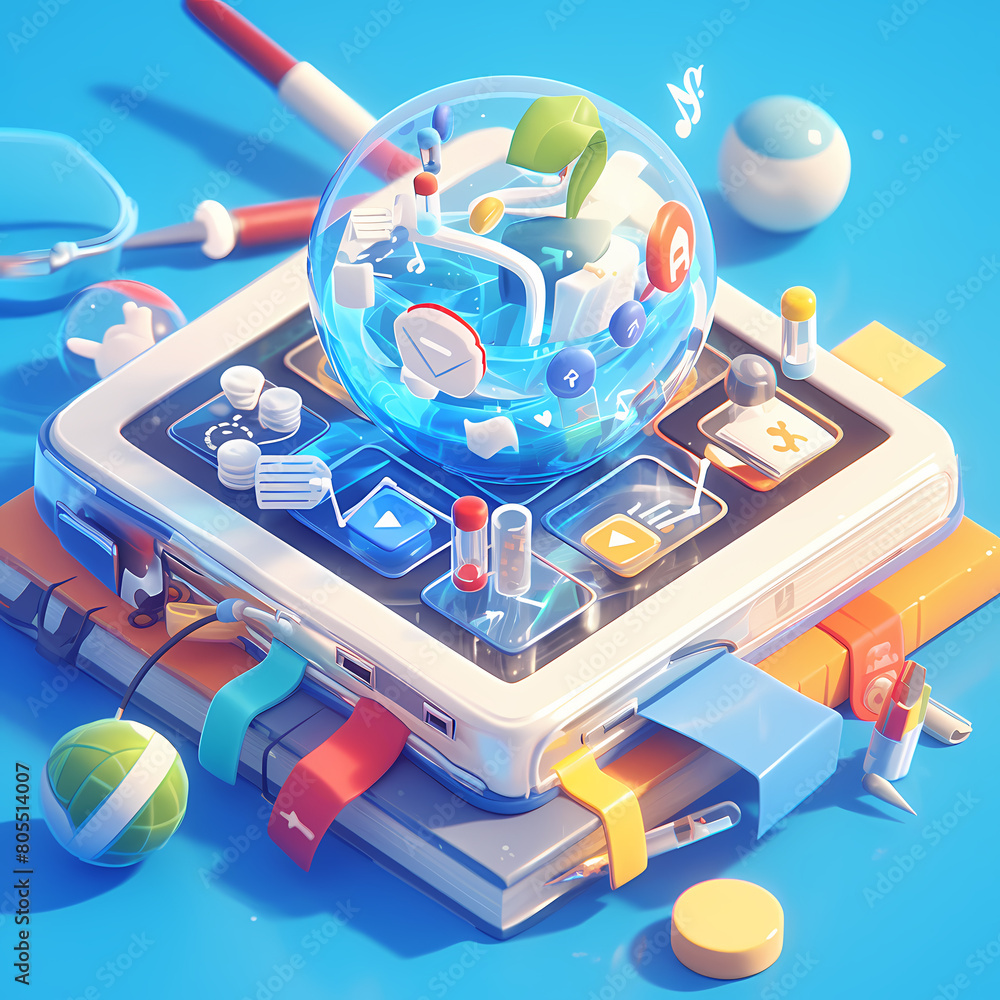 Highly detailed and vibrant education ecosystem icons, rendered in 3D ...