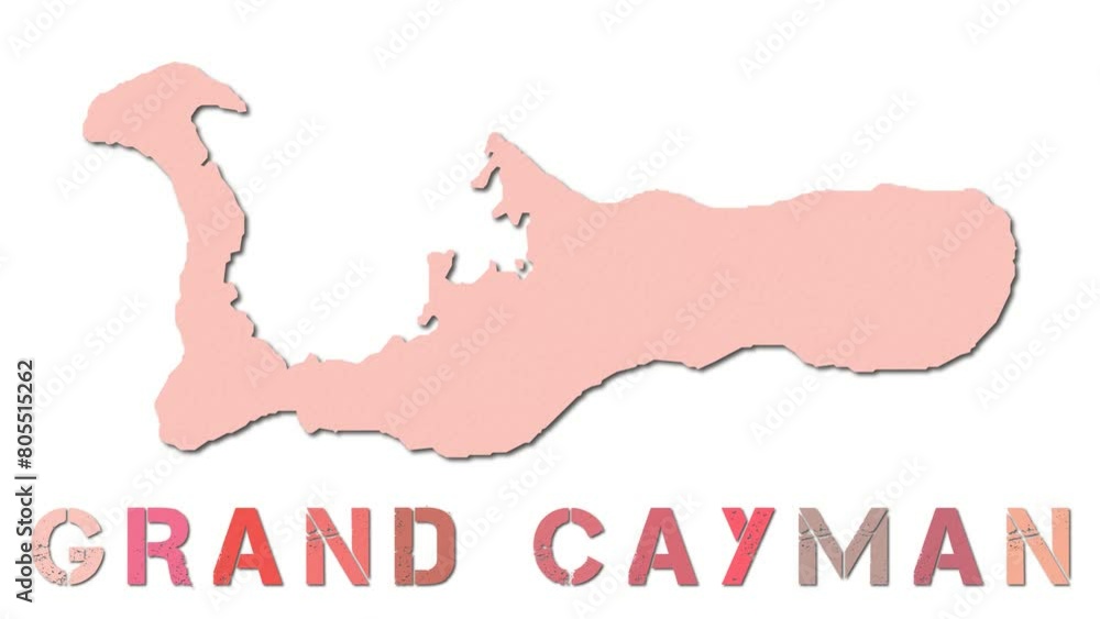 Grand Cayman map with paper regions. Animated island map growing from ...