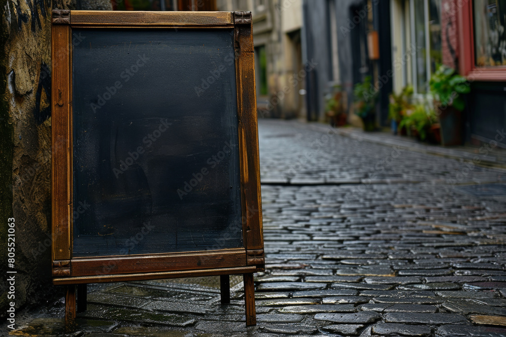 Mockup. Restaurant, cafe, bar sidewalk chalkboard sign board. Antique ...