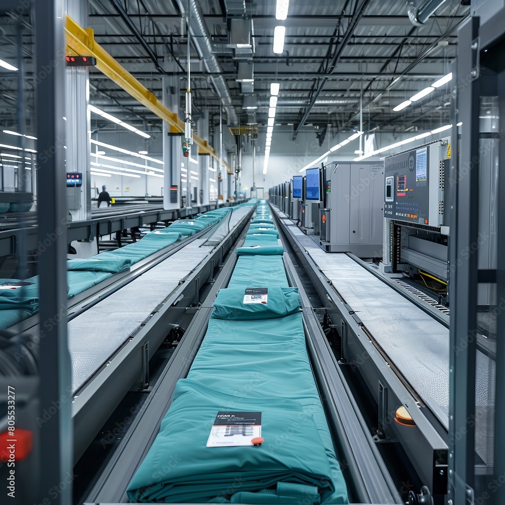 Automated sorting and treatment center where AI identifies fabric types ...