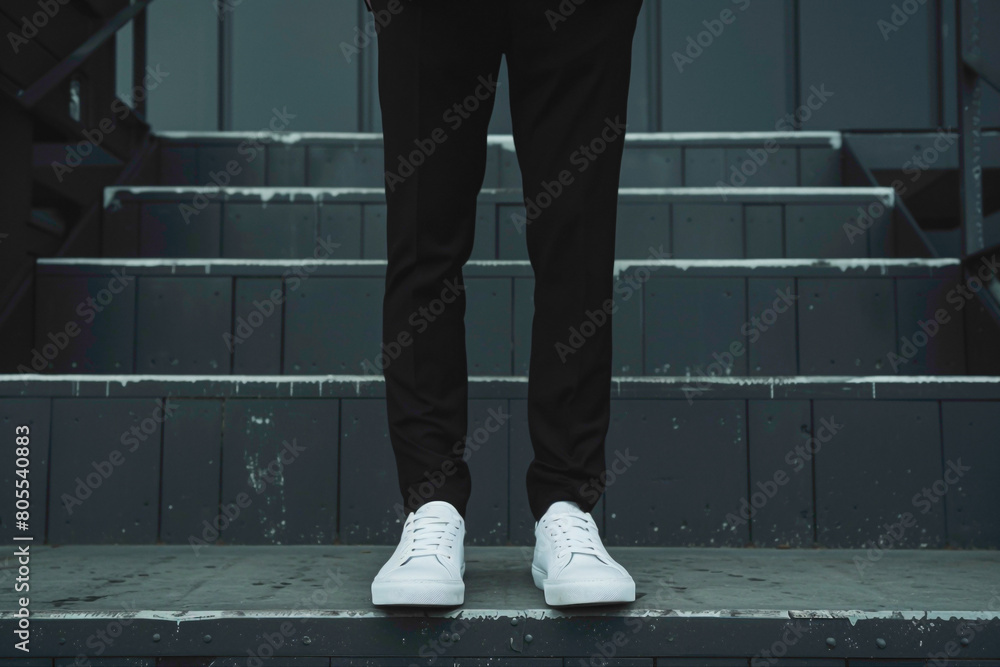 In a high-definition capture, a suave individual stands agnst a jet ...