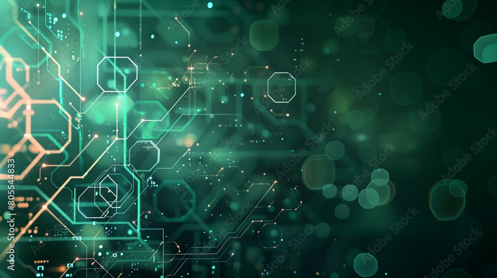 abstract green technology background, network and connections concept ...