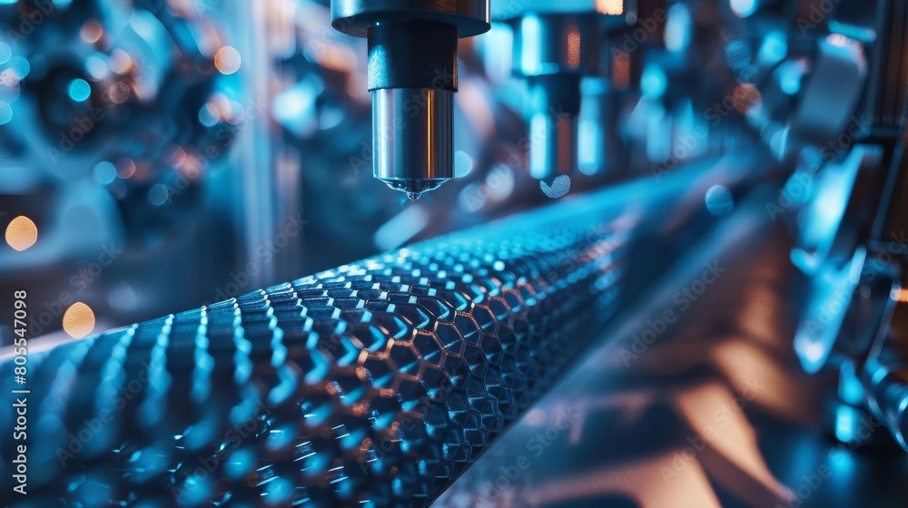 Showcase a roll of graphene being unrolled from a spool in an ...