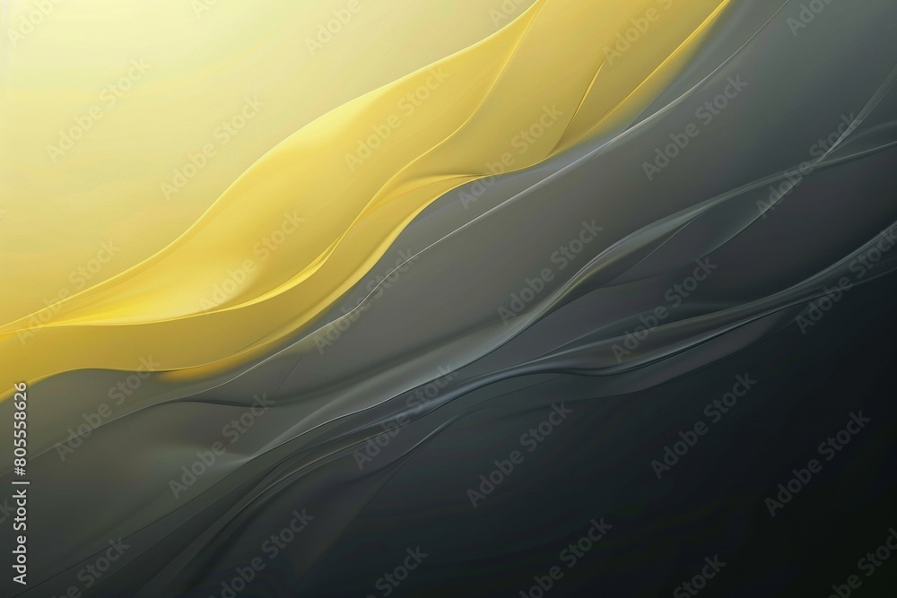 Dark grey and yellow background with smooth flowing lines Stock ...