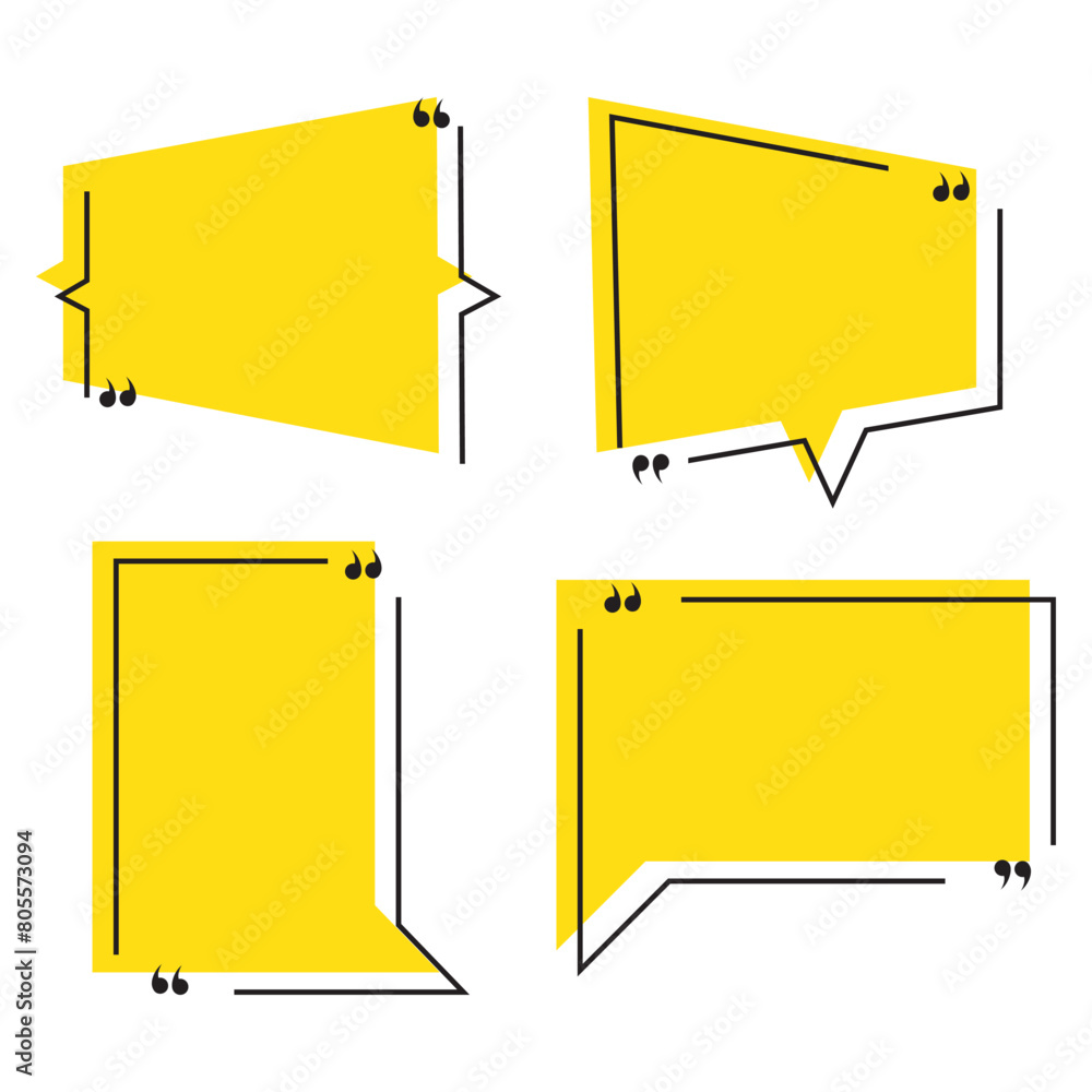 Quote box frame set. Blank quote boxes for text. Quotation bubble frame ...