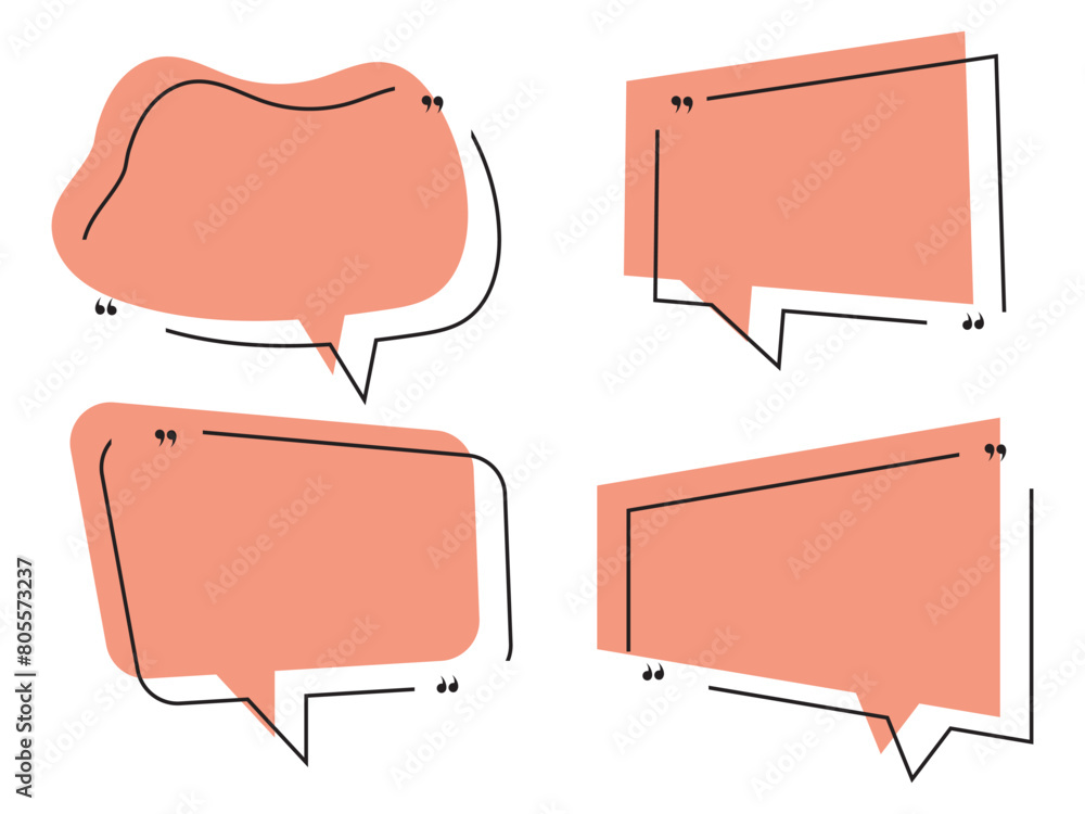 Quote box frame set. Blank quote boxes for text. Quotation bubble frame ...