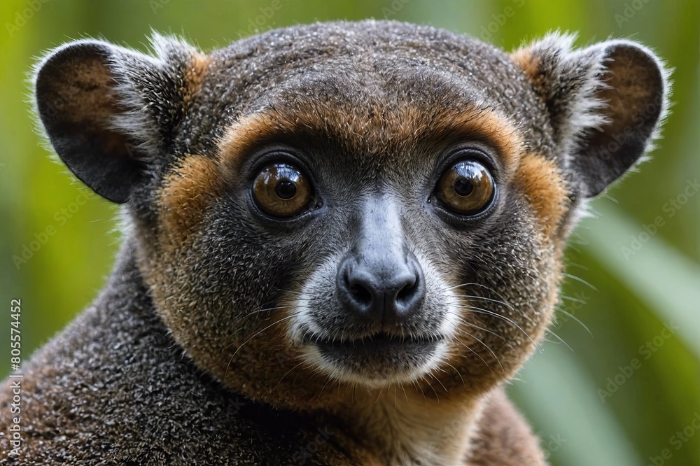 top close and full framed view of Greater Bamboo Lemur head , detailed ...