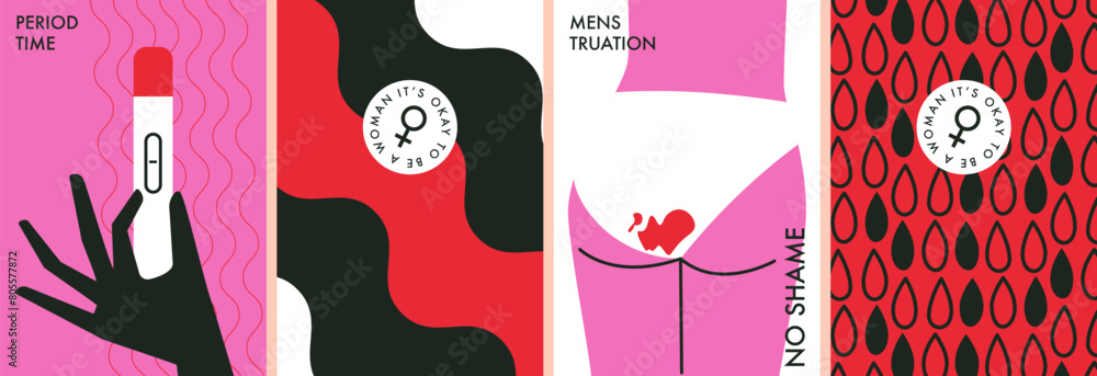 Menstruation set. Collection of menstrual cycle, periods vector design ...