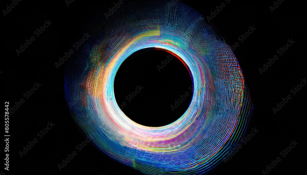 black circle with glitch effect pattern round shape pixel noise texture ...