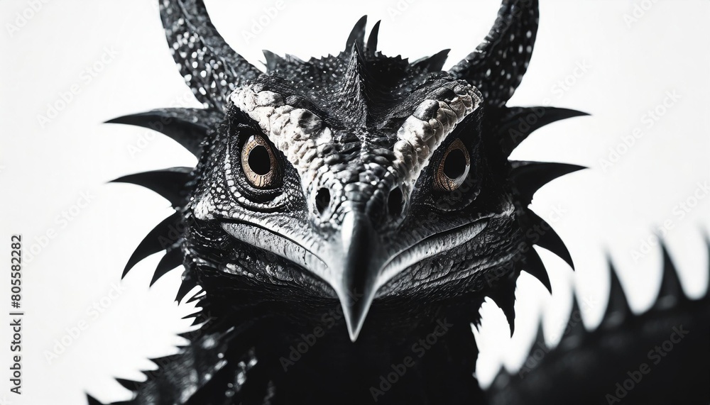 front view of a wyvern head vector art black on white background Stock ...