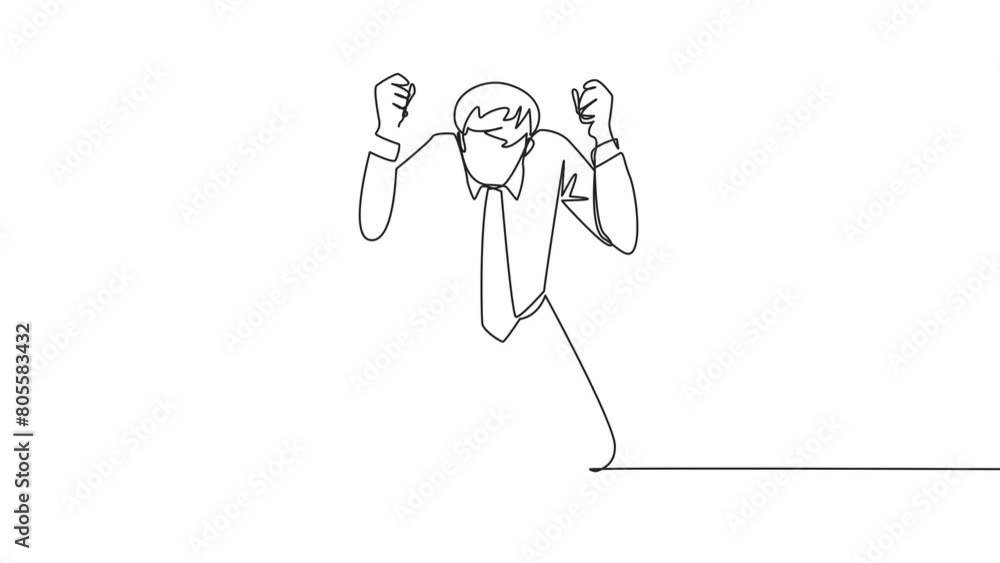 Self drawing animation continuous one line drawing businessman kneeling ...