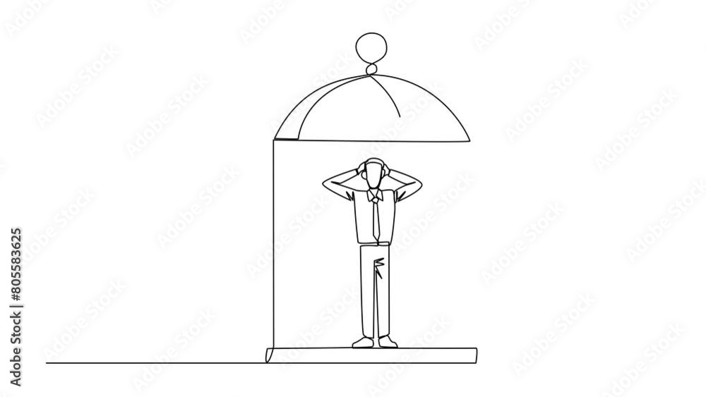 Animated self drawing of single continuous line drawing businessman ...