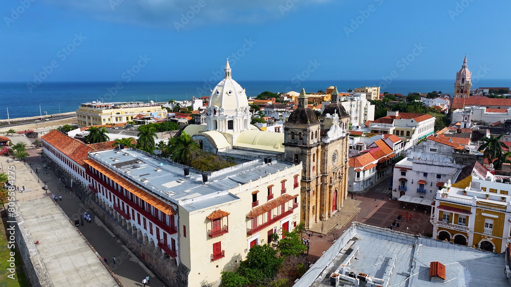Medieval Building At Cartagena De India In Bolivar Colombia. Caribbean ...