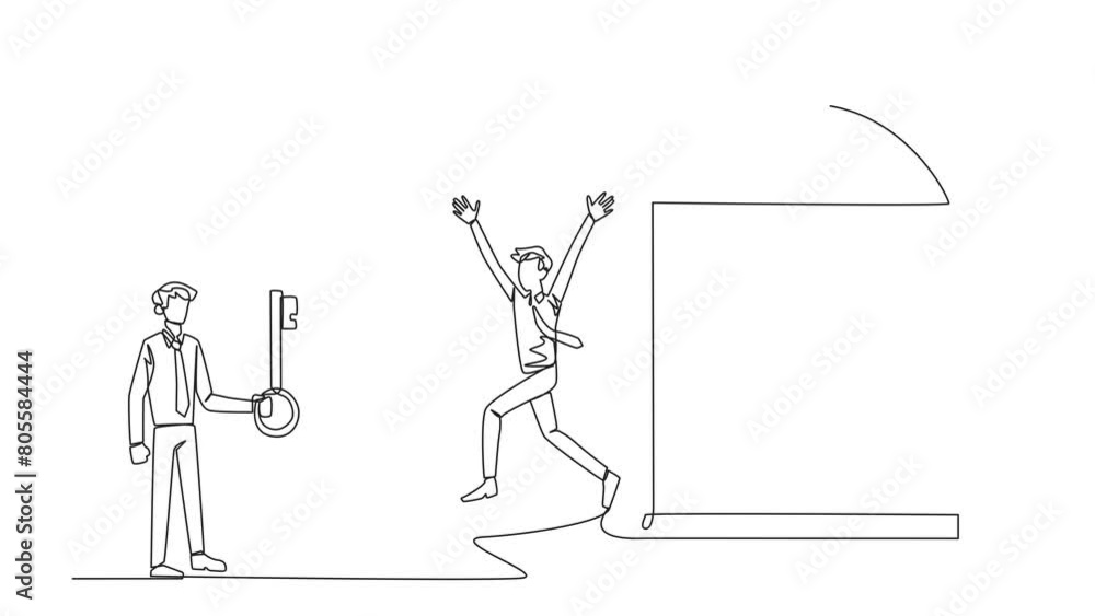 Animation of one line drawing of single one line drawing businessman ...