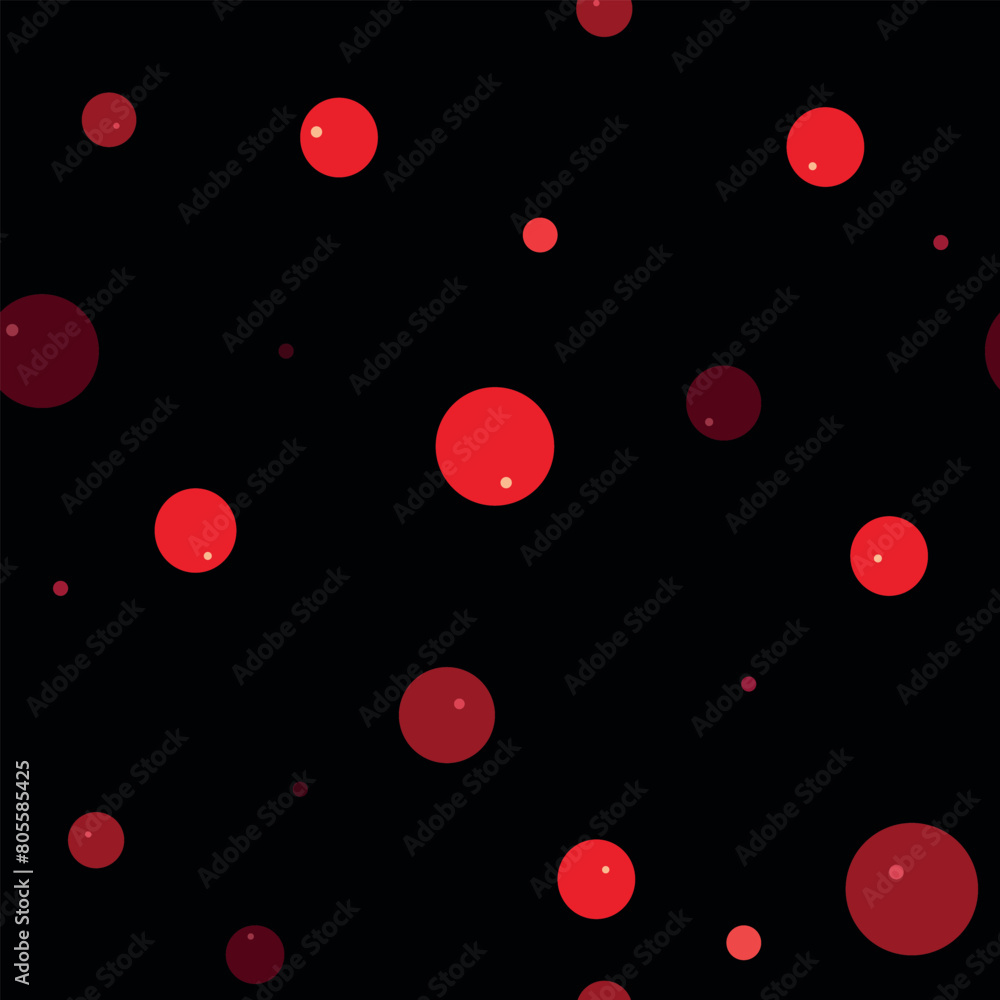 Red shari of various shades on a black background. Seamless pattern ...
