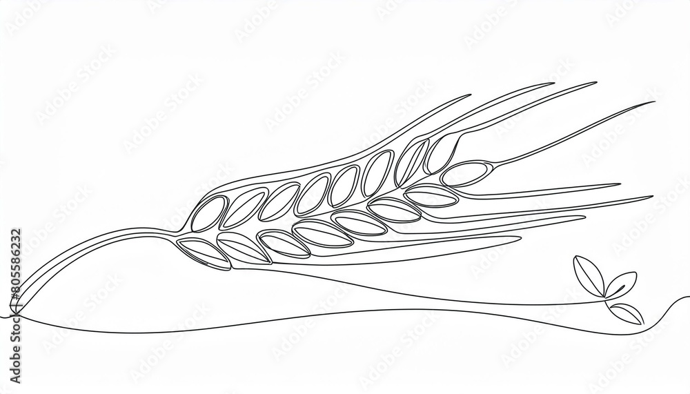 single continuous wheat grain one line art international food cereals ...