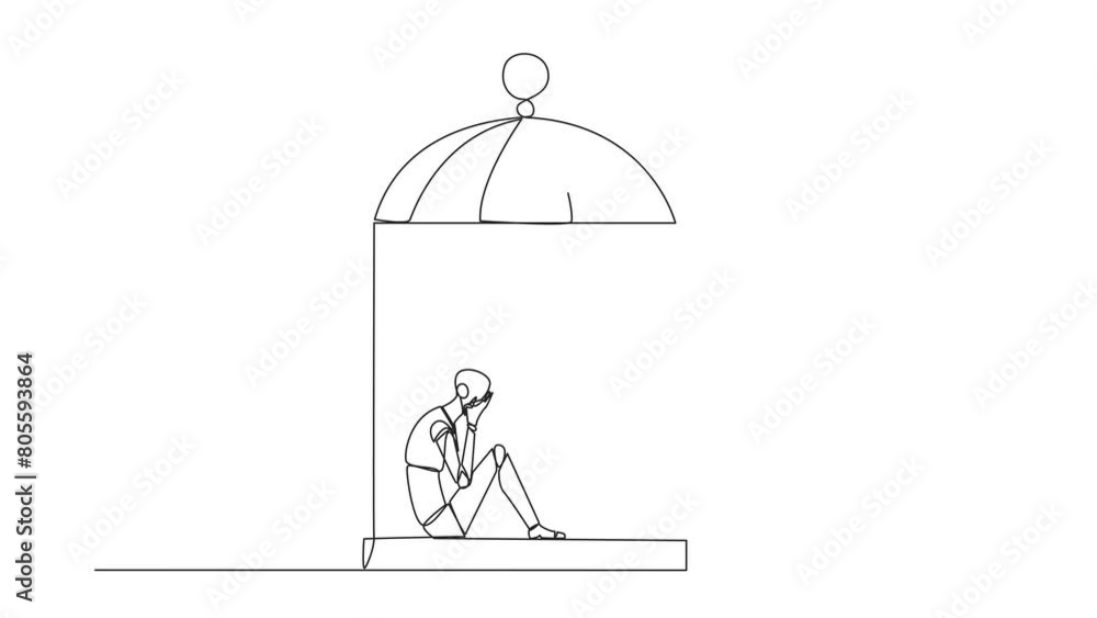Animation of continuous line drawing smart robotic trapped in the cage ...