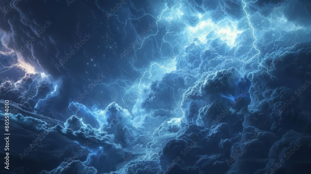 Craft a stunning CG 3D scene of a thundercloud brewing, crackling with ...