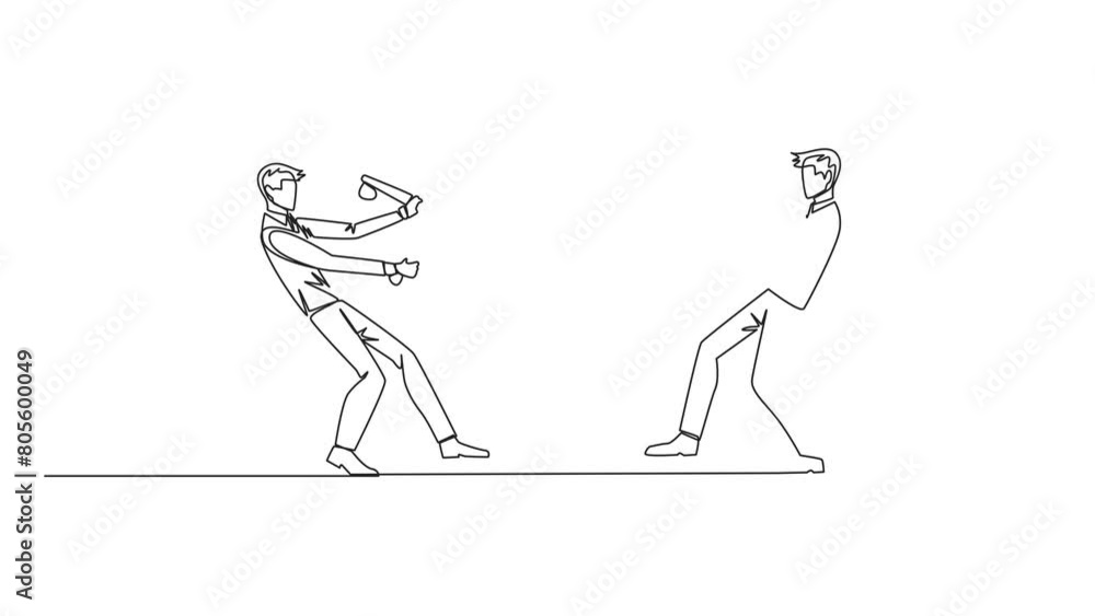 Self drawing animation of single continuous line drawing two emotional ...